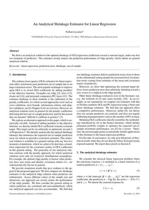 Pdf An Analytical Shrinkage Estimator For Linear Regression
