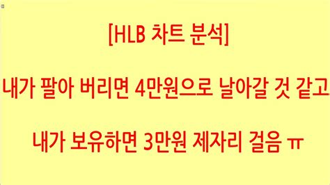 Hlb차트분석 이러지도 저러지도 못하는 상황 답답하지만 어쩌겠어요 아직 지지는 하고 있는데 ㅜ Youtube