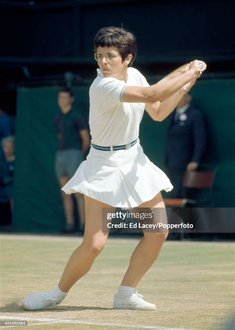Billie Jean King Of The United States In Action At Wimbledon Circa