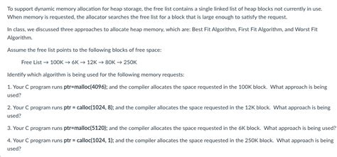 Solved To Support Dynamic Memory Allocation For Heap Chegg