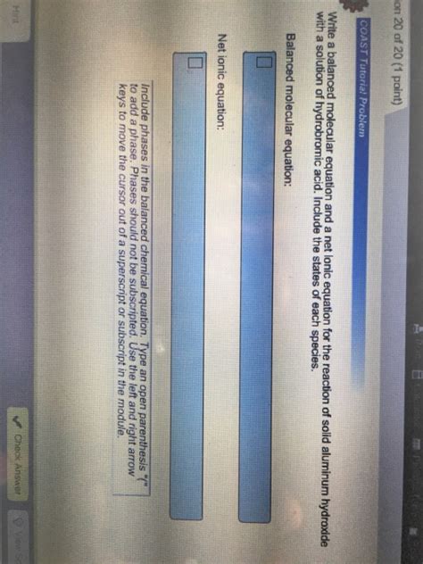 Solved Write A Balanced Molecular Equation And A Net Ionic Chegg