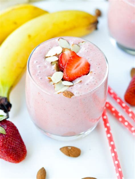 Strawberry Banana Almond Milk Smoothie An Healthy Easy And Creamy