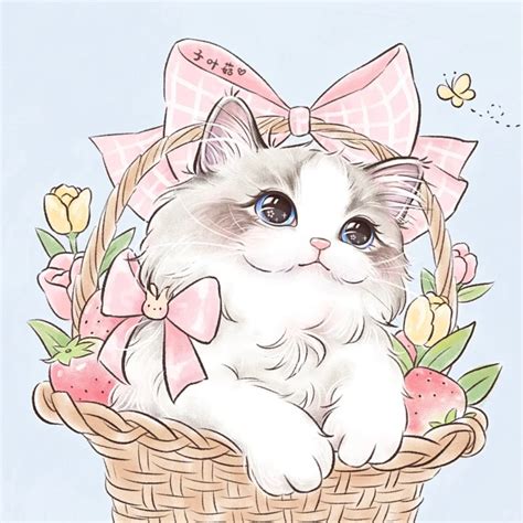 原创花蓝里的小猫咪ipad手绘猫猫头像 花瓣网