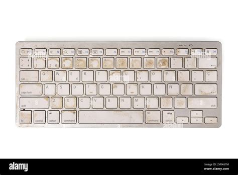 Dirty Computer Keyboard Isolated On White Background Stock Photo Alamy