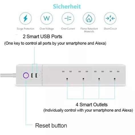 [sg Stock] Smart Wifi Plug Extension Ios Android App Remote Control Power Socket Strip With 4 Ac