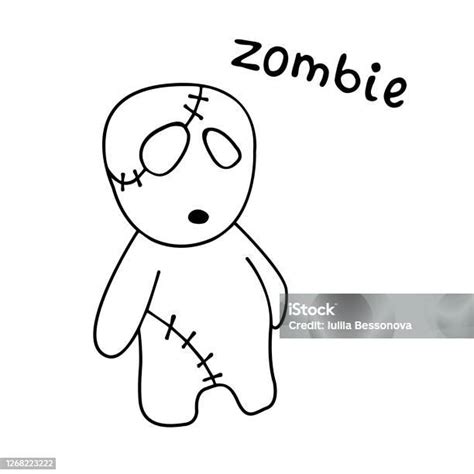 만화 스타일의 벡터 귀여운 좀비 흰색 배경에 격리 된 윤곽 낙서 그림 색칠 공부 할로윈 디자인 인사말 카드용 0명에 대한 스톡 벡터 아트 및 기타 이미지 Istock