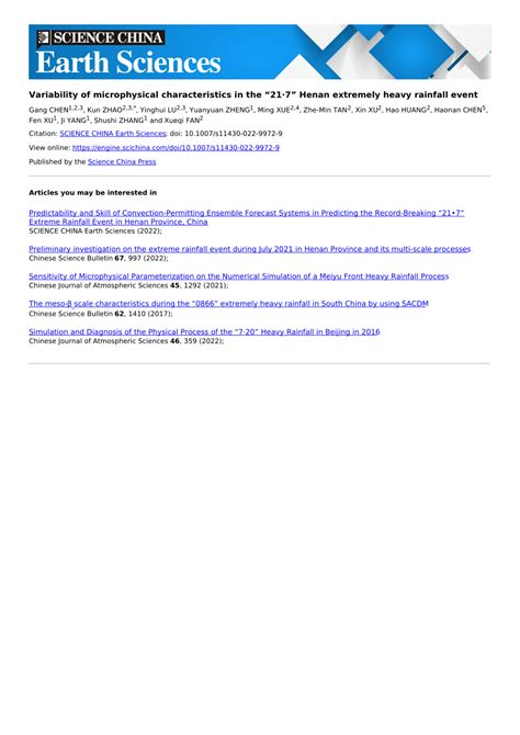 Pdf Variability Of Microphysical Characteristics In The “21·7” Henan Extremely Heavy Rainfall