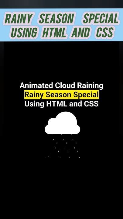 Animated Raining Clouds Using Html And Css Rainyseasonspecial Animation Htmlandcss Rain