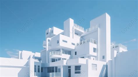 멋진 푸른 하늘을 배경으로 한 현대적인 흰색 건물의 화려한 3d 렌더링 3d 건물 배경 화려 배경 건물 하늘 배경 이미지 Hd 3d 건물 화려 건물 하늘 배경
