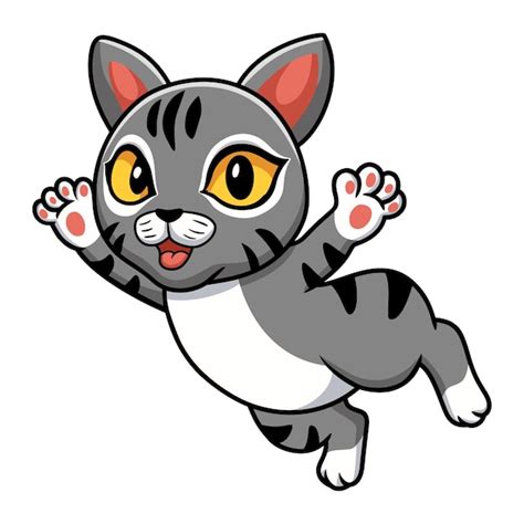 Leuke Manx Kat Cartoon Vliegen Premium Vector