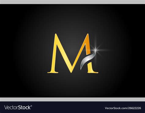 Yellow Gold Alphabet Letter M Logo Company Icon Vector Image