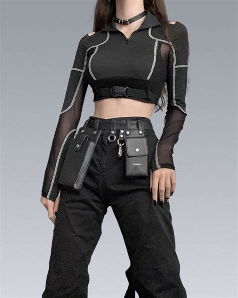 Black Buckle Crop Top Techwear Division Black Buckle Crop Top Techwear Division