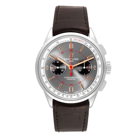 Breitling Premier B01 Chronograph Grey Dial Steel Mens Watch Ab0118 Box