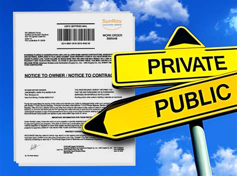 notice to owner nto differences private vs public projects