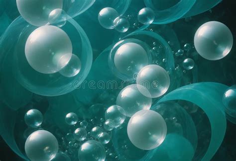Abstract Blue And Green Background With Bubble Or Circle Designs Stock