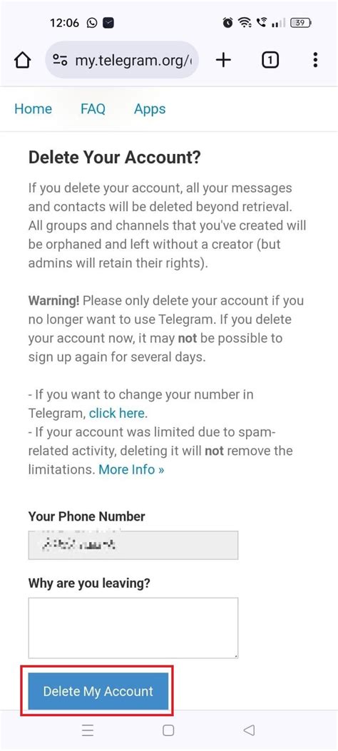 Telegram How To Delete Your Account