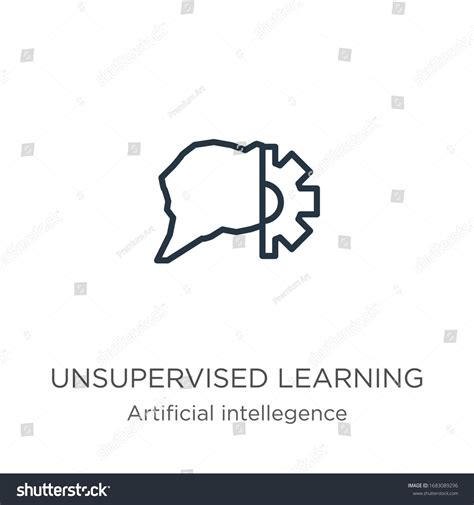 Unsupervised Learning Icon Thin Linear Unsupervised Stock Vector