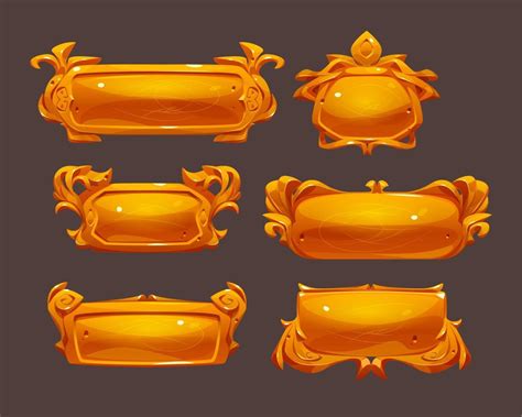 Game Ui Frames Gold Medieval Menu Elements Set 13530868 Vector Art At
