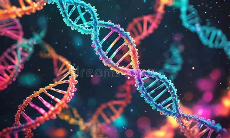 Close Up View Dna Double Helix With Vibrant Colors And Intricate