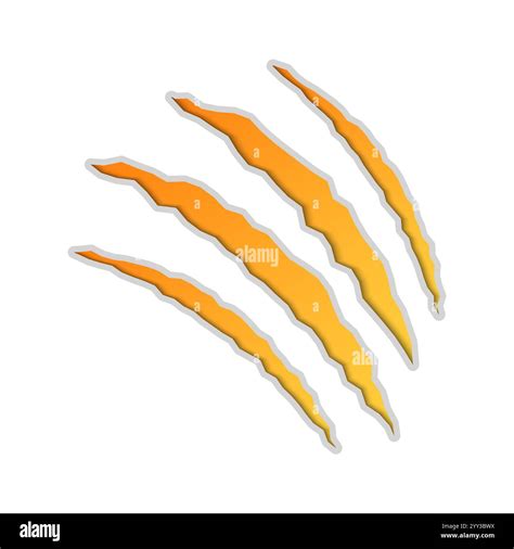 Cat Scratch Icon Yellow Scratches From Animal Claws Isolated On White