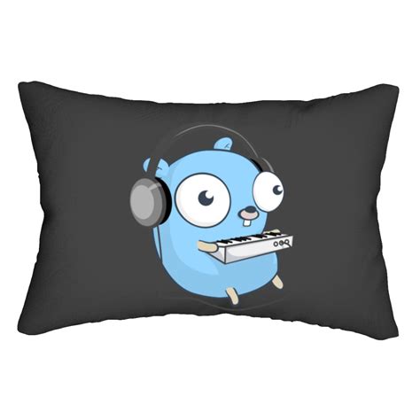 The Golang Mascot Music Black Edition Lumbar Pillows Sold By Rishidfriedman Sku 53686089
