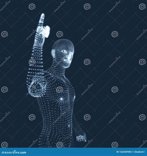 Man Pointing His Finger 3d Model Of Man Geometric Design Stock Vector