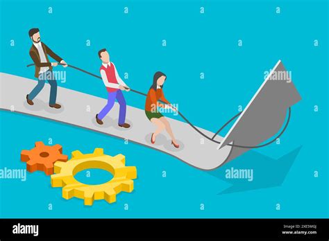 3d Isometric Flat Conceptual Illustration Of Teamwork And Cooperation