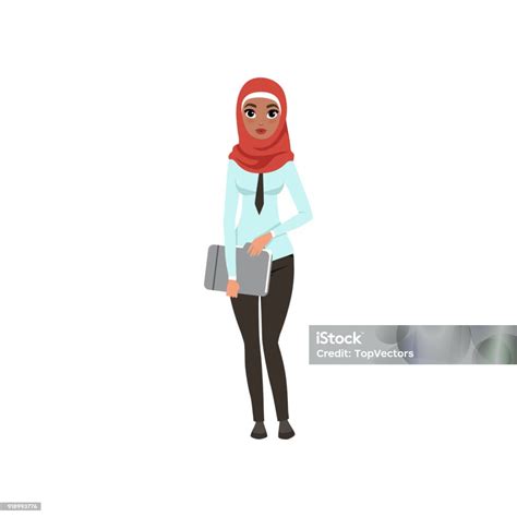 아랍어 사업가 문자 문서 우아한 무슬림 여자는 흰색 바탕에 공식적인 마모 벡터 일러스트 레이 션에에서 폴더와 서 만화에 대한 스톡 벡터 아트 및 기타 이미지 Istock