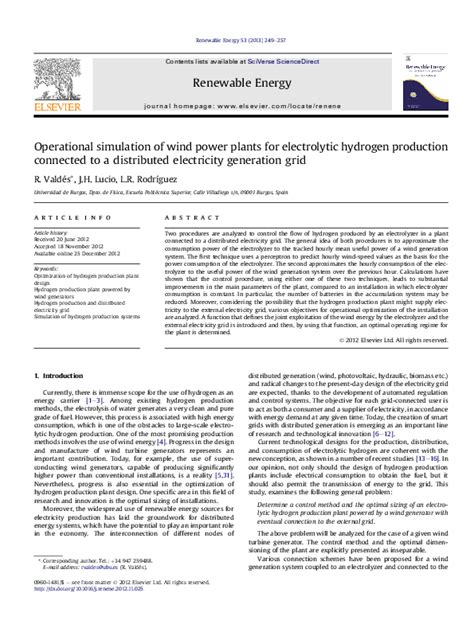 Pdf Operational Simulation Of Wind Power Plants For Electrolytic