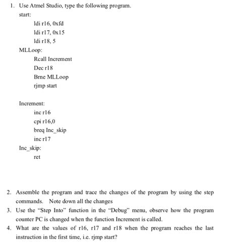 Solved 1 Use Atmel Studio Type The Following Program