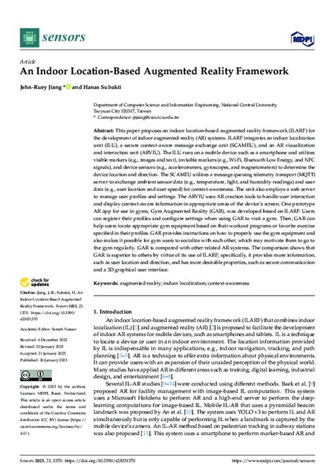 Pdf An Indoor Location Based Augmented Reality Framework