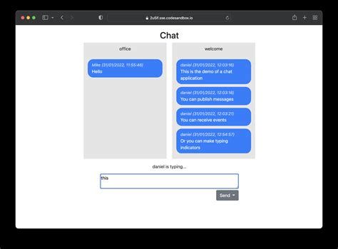 simple chat demo signalwire developer portal