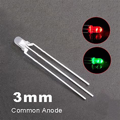 Led Bi Colour Red And Green Diffused Common Anode 3 Pin Led Emitting