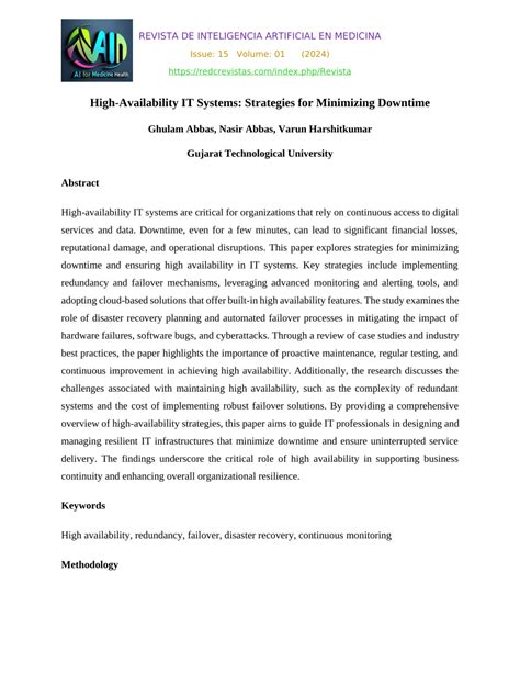 Pdf High Availability It Systems Strategies For Minimizing Downtime