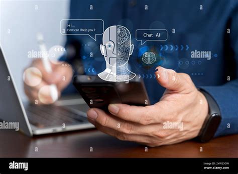 Man touch bar Chat bot Chat with AI, Artificial Intelligence,System ...