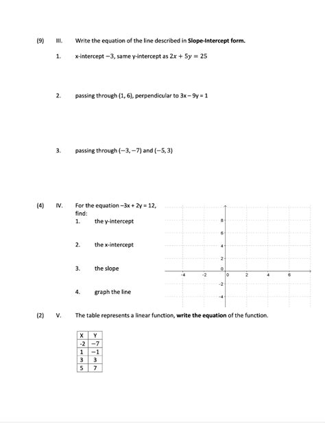 Solved 9 Iii Write The Equation Of The Line Described In