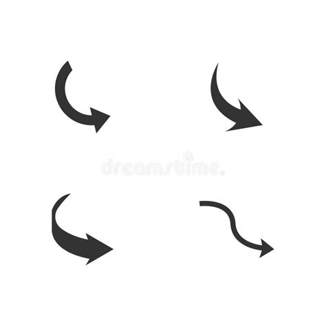 Vector Illustration Of Curved Arrow Icons 4 Curved Arrow Icons Set
