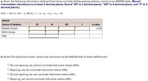 solved given the following information obtained from three normally