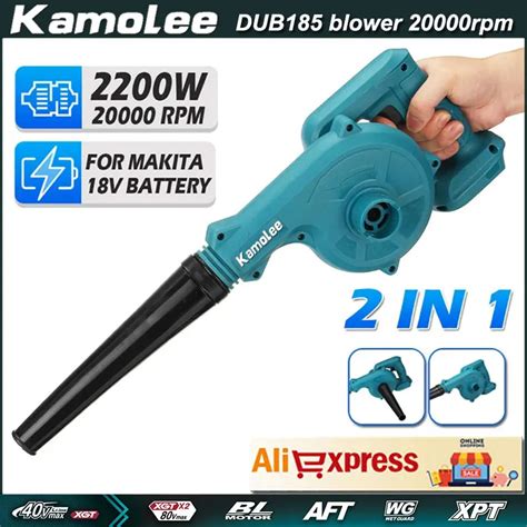 Kamolee 무선 전기 공기 송풍기 And 흡입 겸용 2200w 나뭇잎 먼지 청소기 집진기 마끼다 18v 배터리용 전동 공구