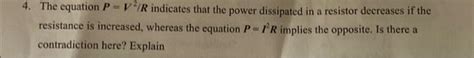 solved 4 the equation p v² r indicates that the power