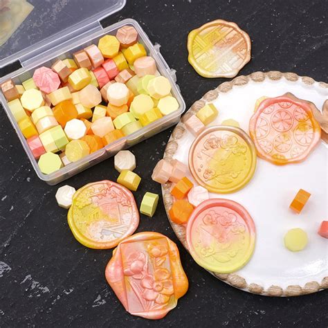 크리스마스 결혼식 초대장 및 Diy 스크랩북용 팔각 비즈 혼합 색상 왁스 입자 스탬프 씰링 왁스 100개 세트 핸드폰닷컴