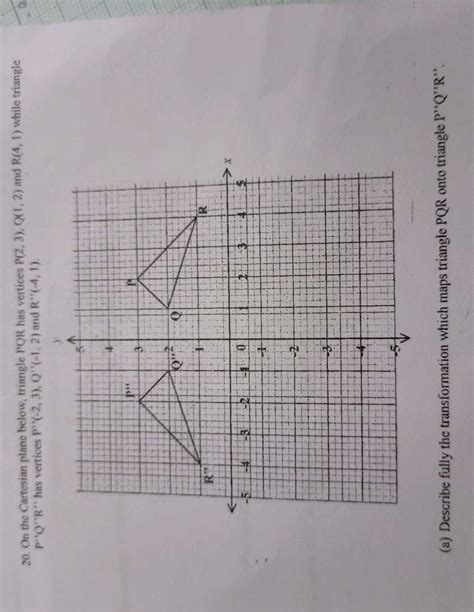 20 on the cartesian plane below triangle pqr has vertices p 2 3 q 1 2