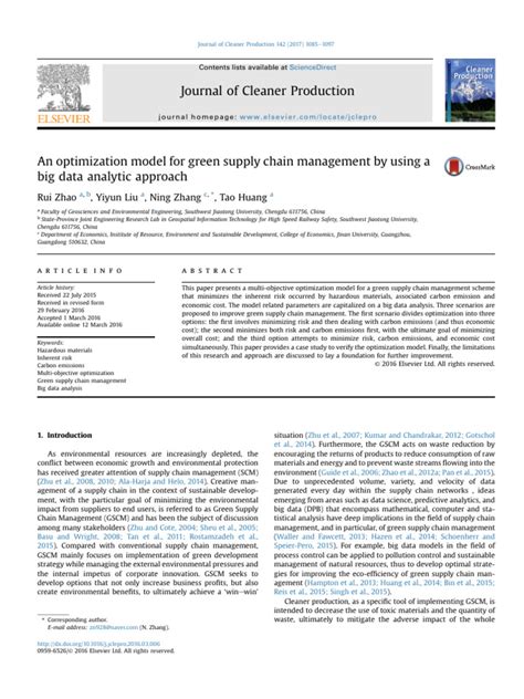An Optimization Model For Green Supply Chain Management By Using A Big