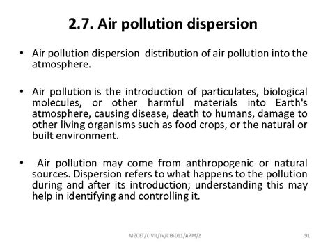 UNIT DISPERSION OF POLLUTANTS Elements