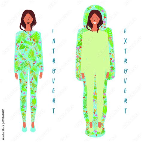 Flat Vector Cartoon Illustration Of An Extrovert And Introvert The Concept Of Extroversion And