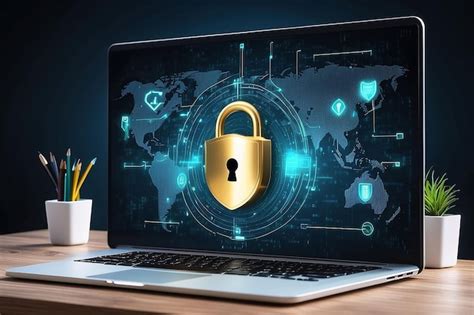 Premium Photo Cyber Security Lock On Digital Screen Data Protection Business Technology