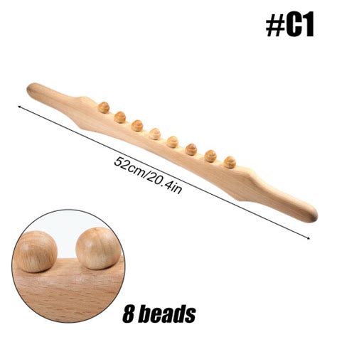 A C1 Wooden Gua Sha Massage Stick Shoulder Waist Back Wood Bead