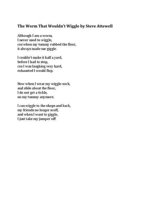 Poem The Worm That Wouldnt Wiggle Pdf