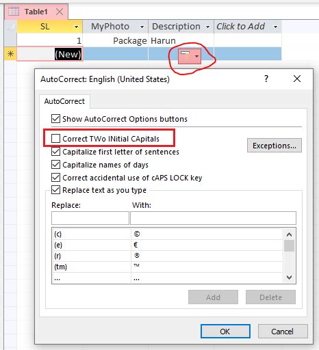 Ms Access How To Turn Off Proper Case Correction On A Specific Field