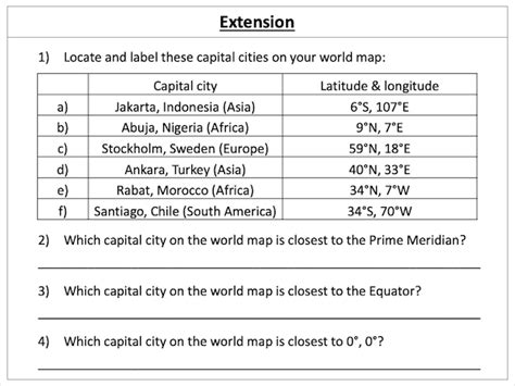 Latitude And Longitude World Map With Cities